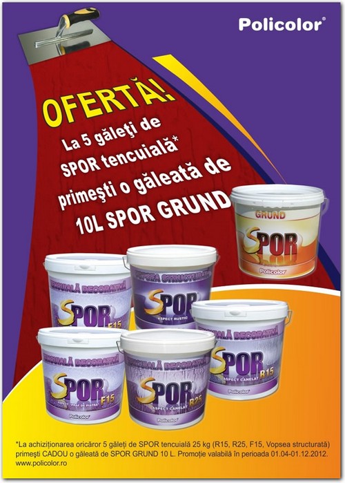 La 5 galeti de Spor tencuiala primesti o galeata de 10L Spor Grund